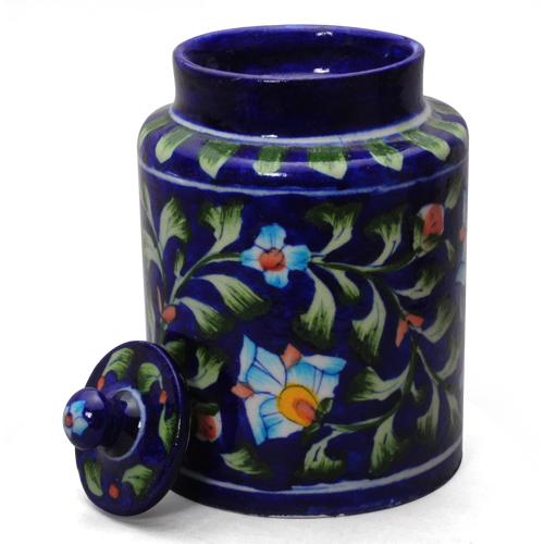 Jaipur Blue Pottery Handmade Jar 6 inches - Blue Base with Turquoise ...