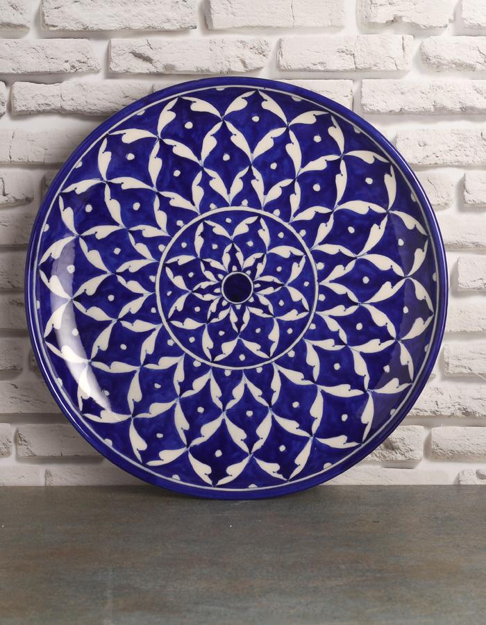Jaipur Blue Pottery Handmade Wall Plate 12 inches - Blue and White ...